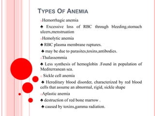 Anemia types of anemia and causes of anemia | PPT