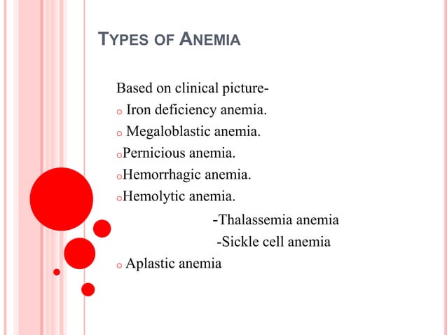 Anemia types of anemia and causes of anemia | PPT