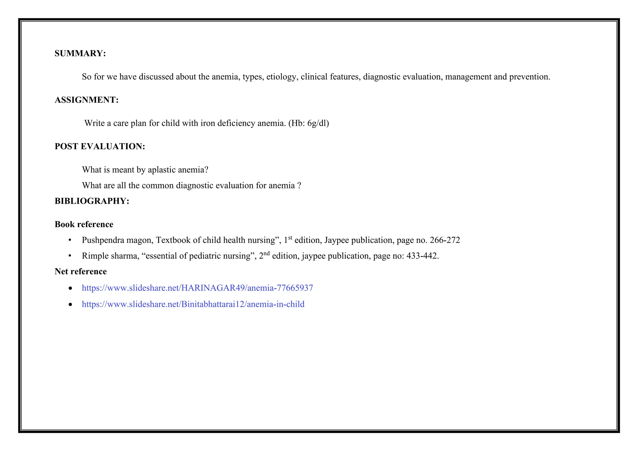 anemia types, classification, management | PDF | Blood Disorders ...