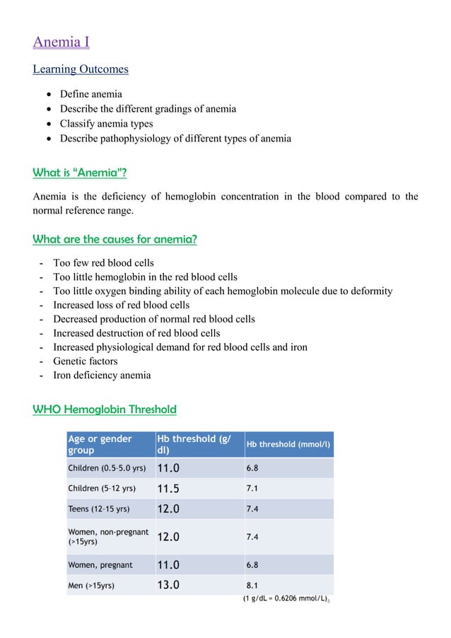 Anemia Basic Lecture Note Prepared by a Student.pdf