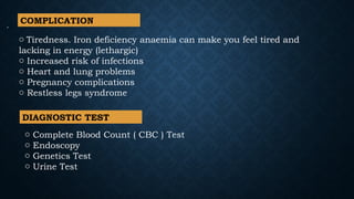 Types of anemia and its cure with diet chart | PPTX