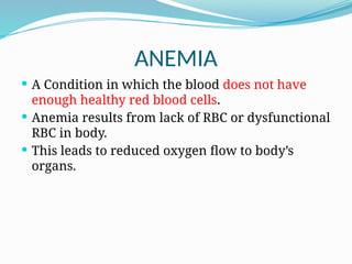 Anemia-Hematologic Disease-Pathophysiology | PPTX