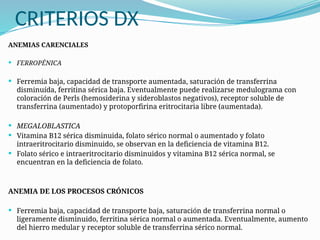 Anemias, tipo y su manejo clinico - Medicina Interna | PPTX