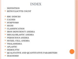 Anemia ppt tells about Animia and its type | PPTX
