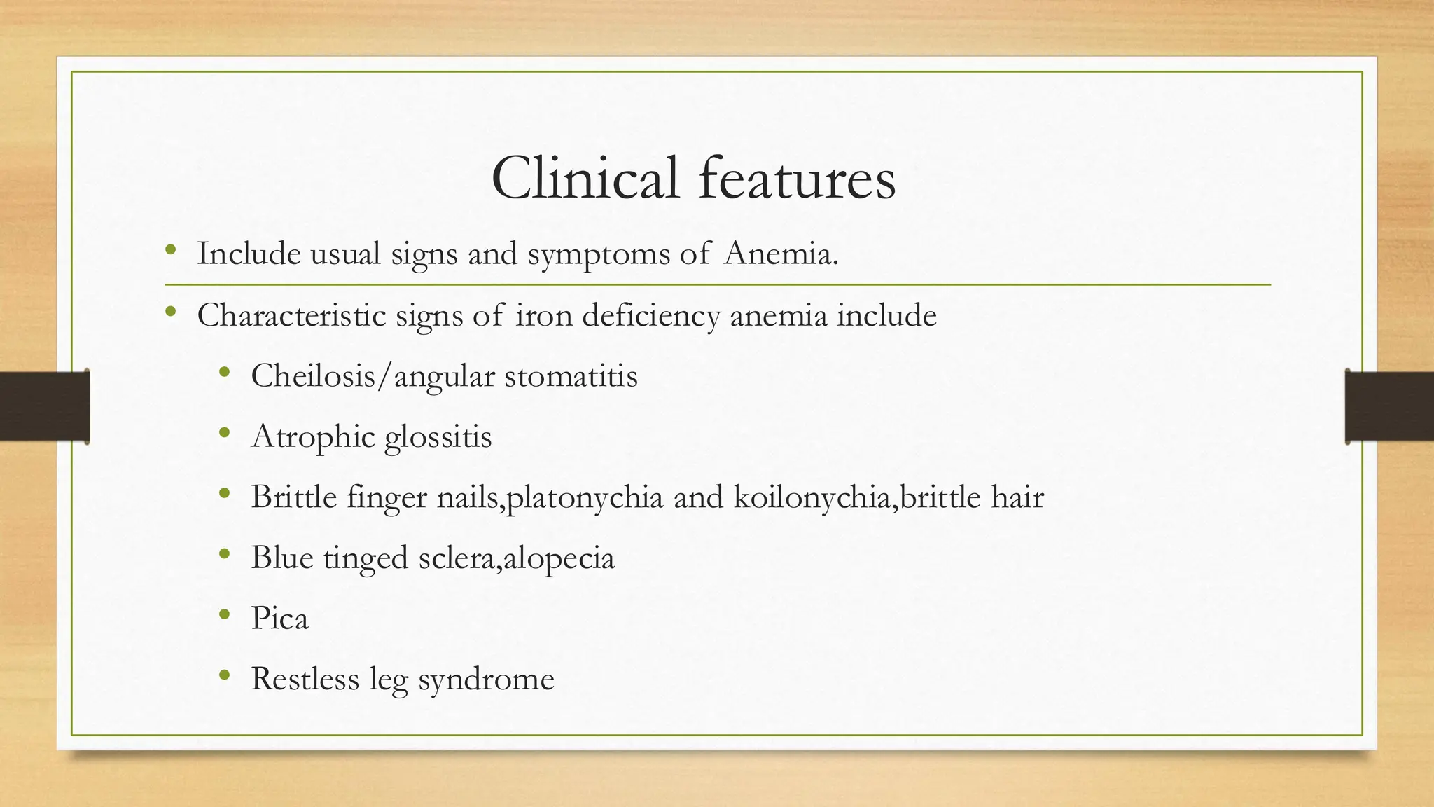Anemia classification and clinical features | PDF