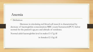 Anemia classification and clinical features | PPT