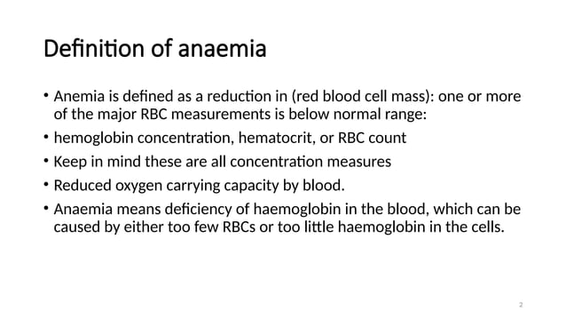 ANEMIA, categories, classification and causes | PPTX
