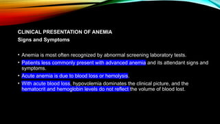 Topic on anemia and polycythemia clinical features | PPTX
