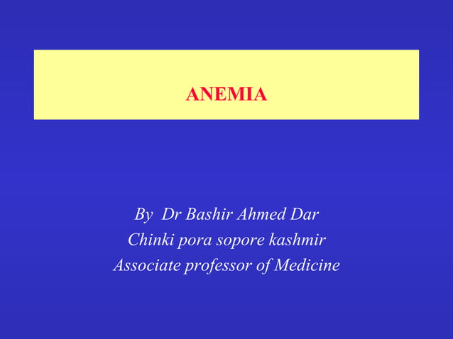 Anemia And Its Classification | PPT