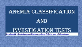 Anemia Classification and Investigation Tests.pdf | Blood Disorders ...