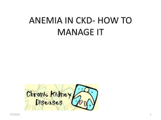 Anemia in ckd | PPTX