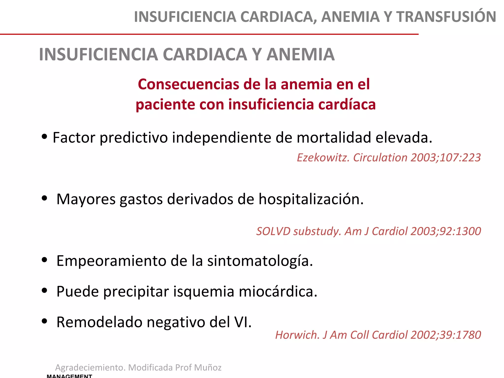 Anemia, insuficiencia cardíaca y transfusión. Talavera 2016 | PPT