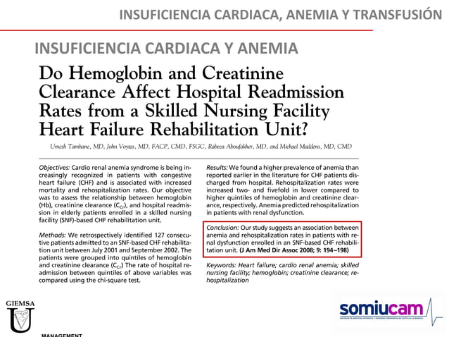 Anemia, insuficiencia cardíaca y transfusión. Talavera 2016 | PPT