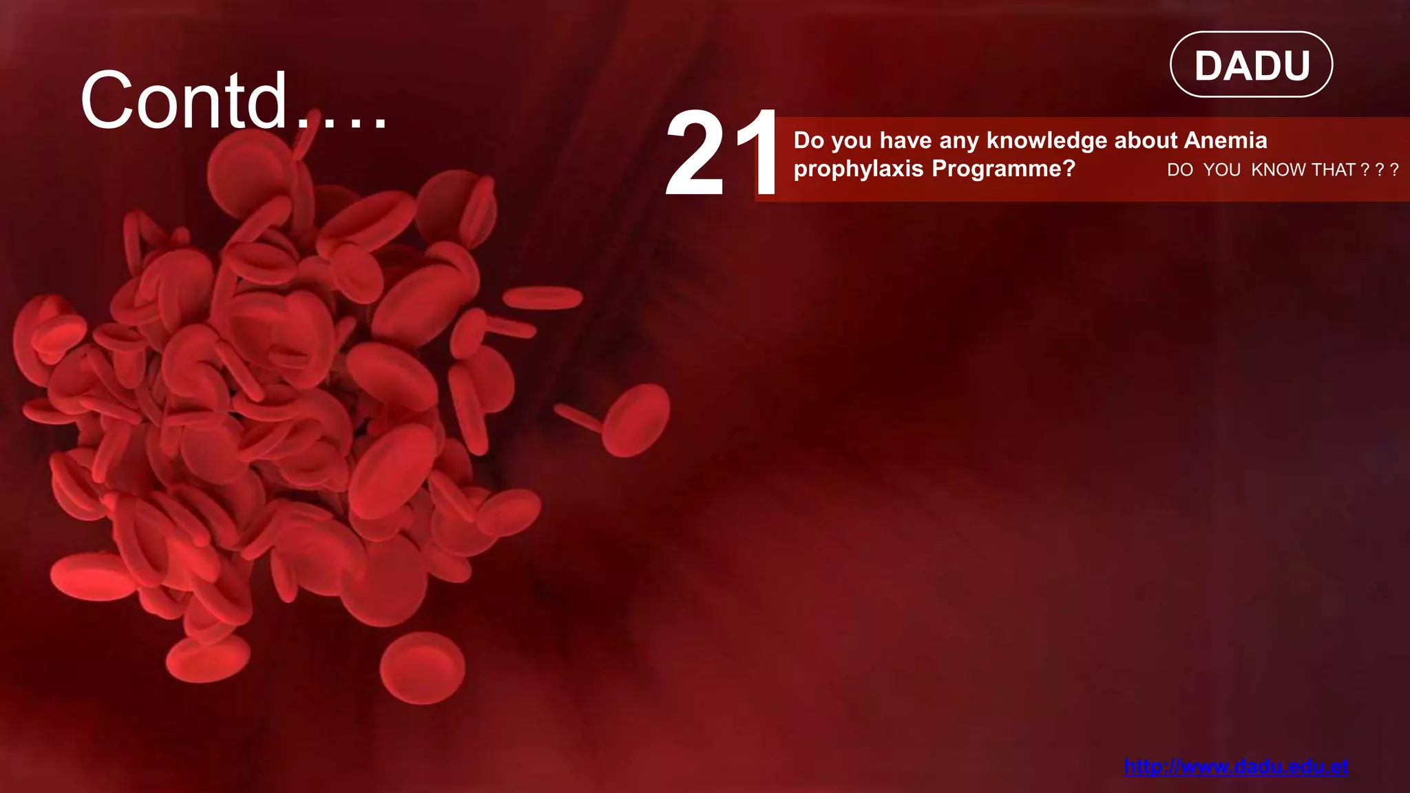 Anemia knowledge questions dambi dollo university - dadu | PPT