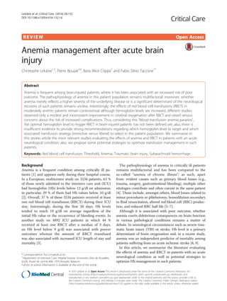 Anemia management after acute brain injury | PDF
