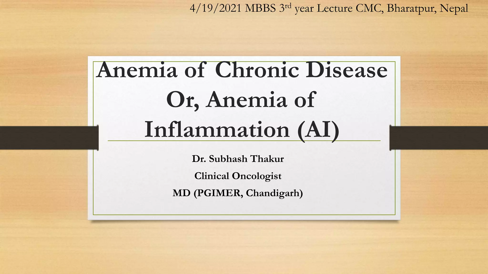Anemia of Chronic Disease | PPT