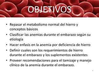 Anemia por déficito de hierro y Embarazo | PPTX