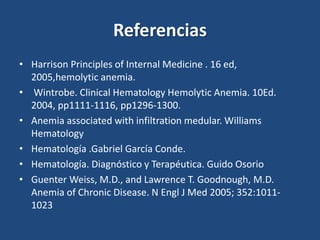 Anemia por enfermedad crónica - hemolítica | PPTX