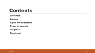 Anemia Presentation. Anemia is a blood disorder that occurs when your ...
