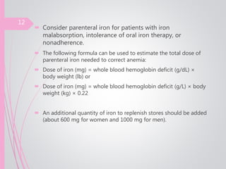 Anemias - Pharmacotherapy | PPTX