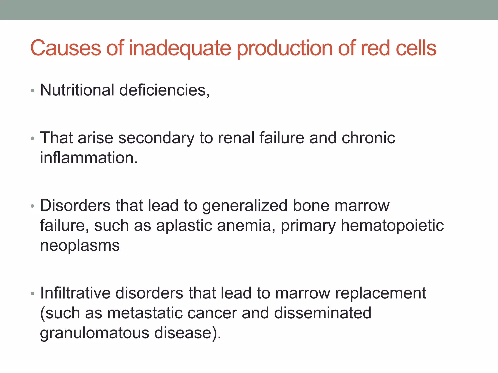 Anemias due to diminished erythropoiesis | PPTX