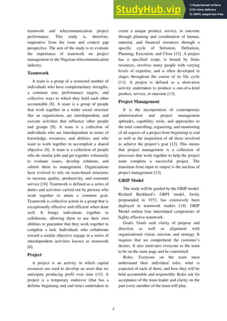 An Empirical Analysis Of The Importance Of Teamwork On Project Management The Case Of Nigeria ...