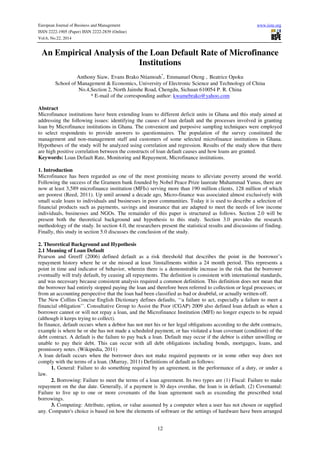 An empirical analysis of the loan default rate of microfinance institutions | PDF