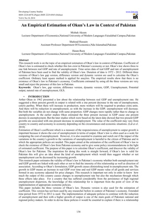 An empirical estimation of okun’s law in context of pakistan | PDF