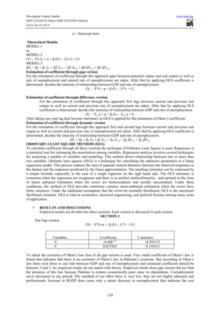 An empirical estimation of okun’s law in context of pakistan | PDF
