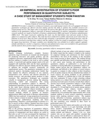 An Empirical Investigation Of Student S Poor Performance In ...