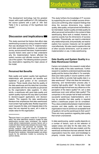 AN EMPIRICAL INVESTIGATION OF THE FACTORS AFFECTING DATA WAREHOUSING ...