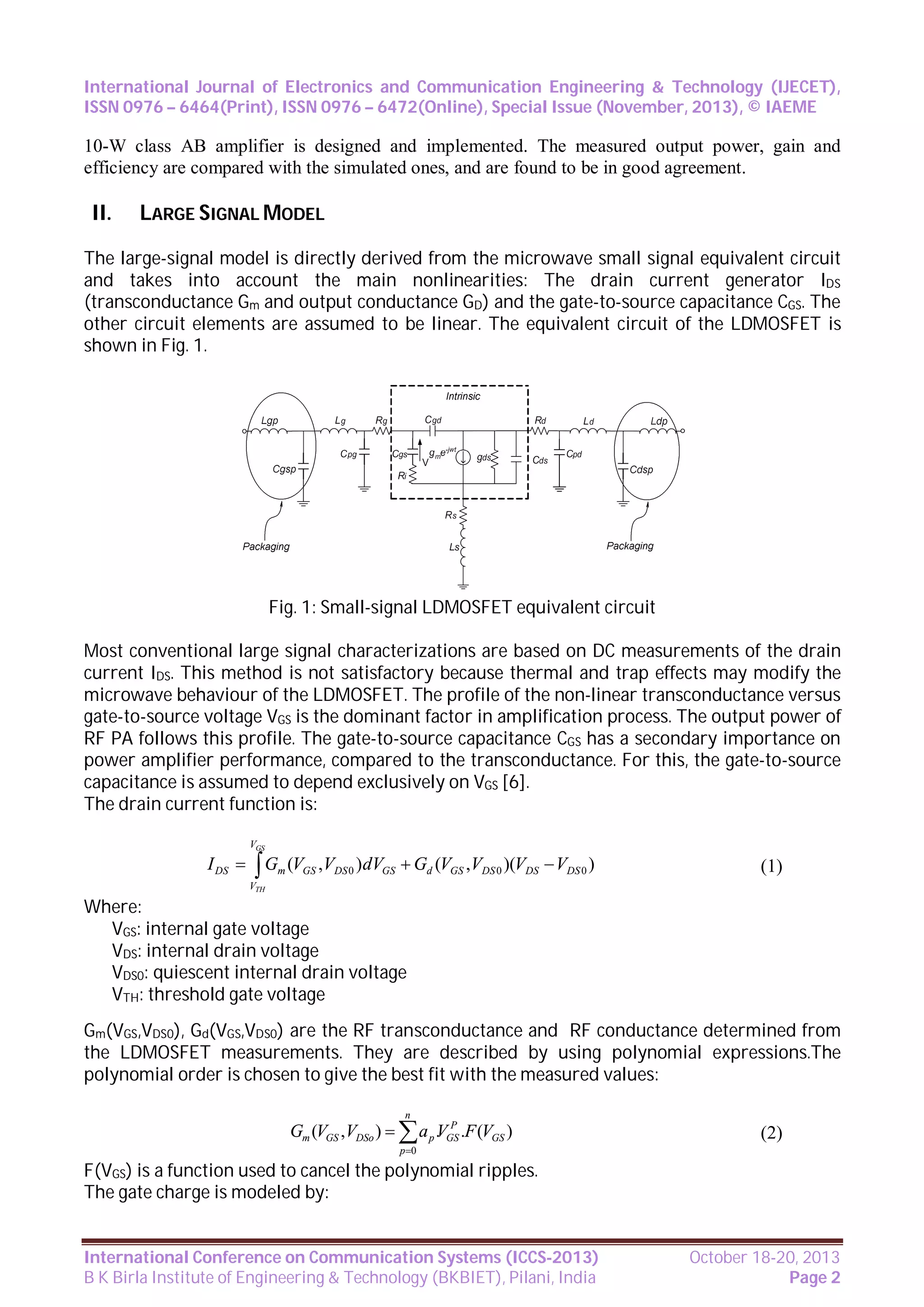 An empirical large signal model for rf ldmosfet transistors | PDF