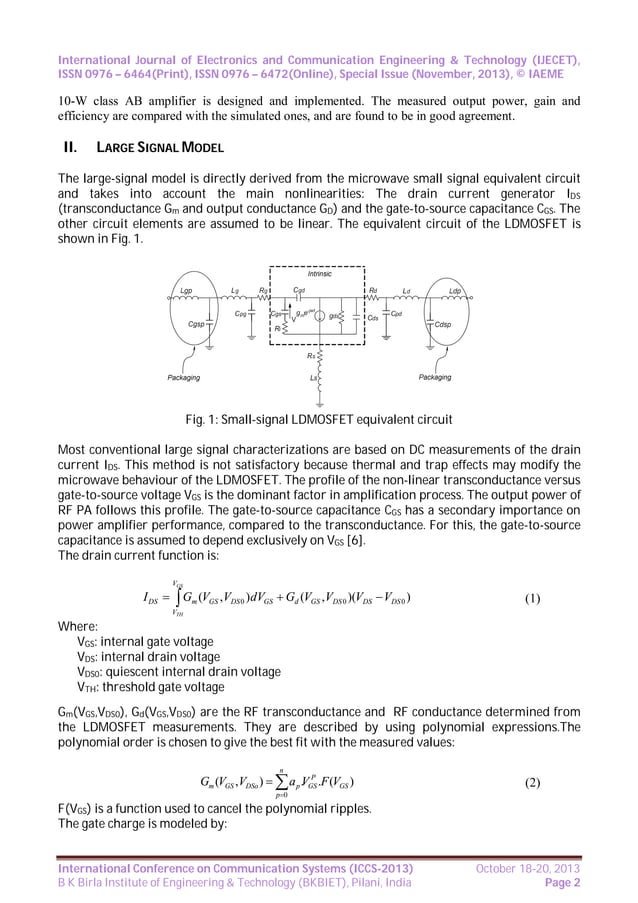 An empirical large signal model for rf ldmosfet transistors | PDF