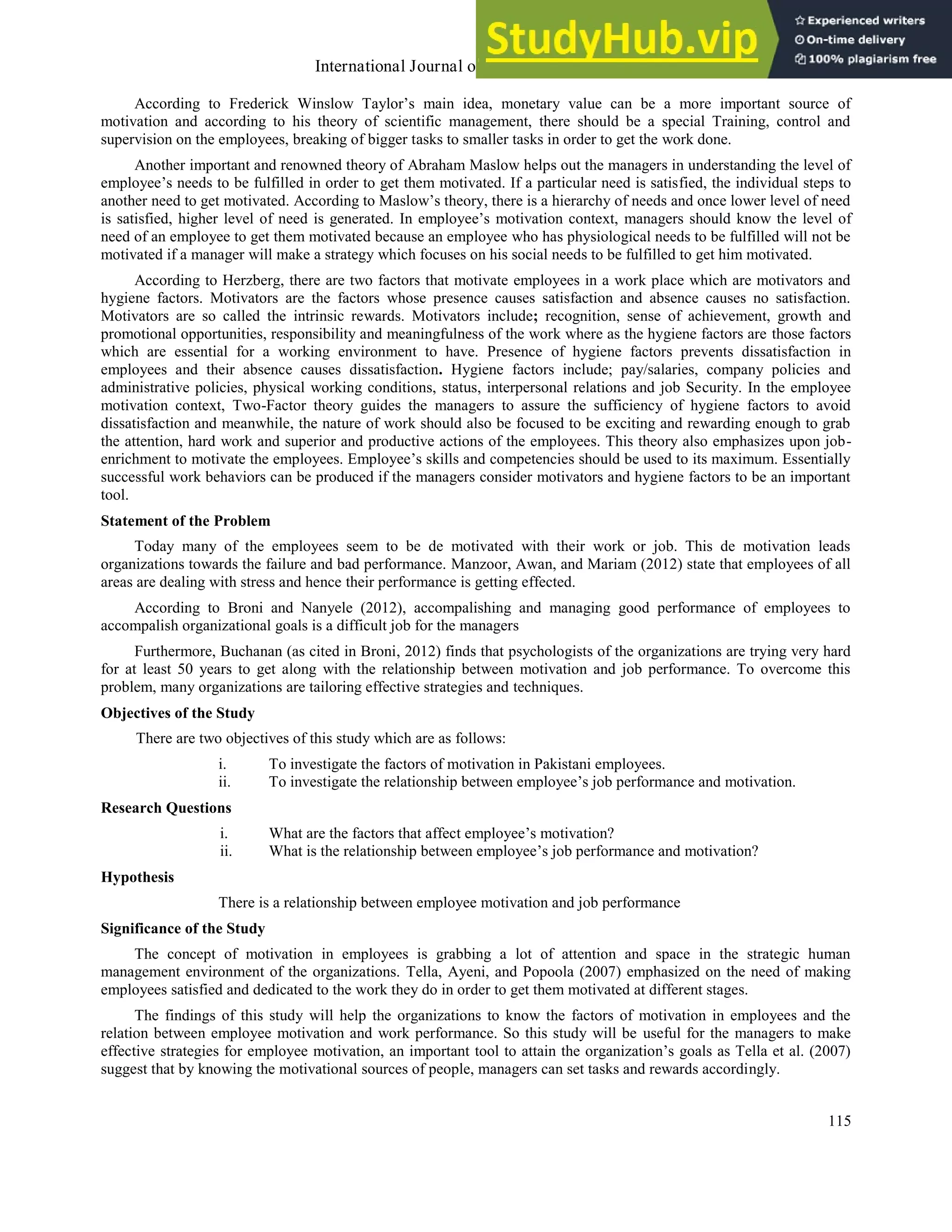 An Empirical Study On The Factors That Affect Employee Motivation And ...