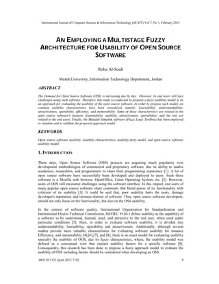 An employing a multistage fuzzy architecture for usability of open source software | PDF