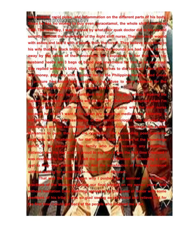 An Encounter With The Mamanu | DOCX | Injuries | Diseases and Conditions