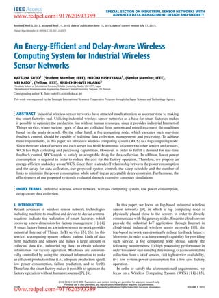An energy efficient and delay-aware wireless computing system for industrial wireless sensor ...
