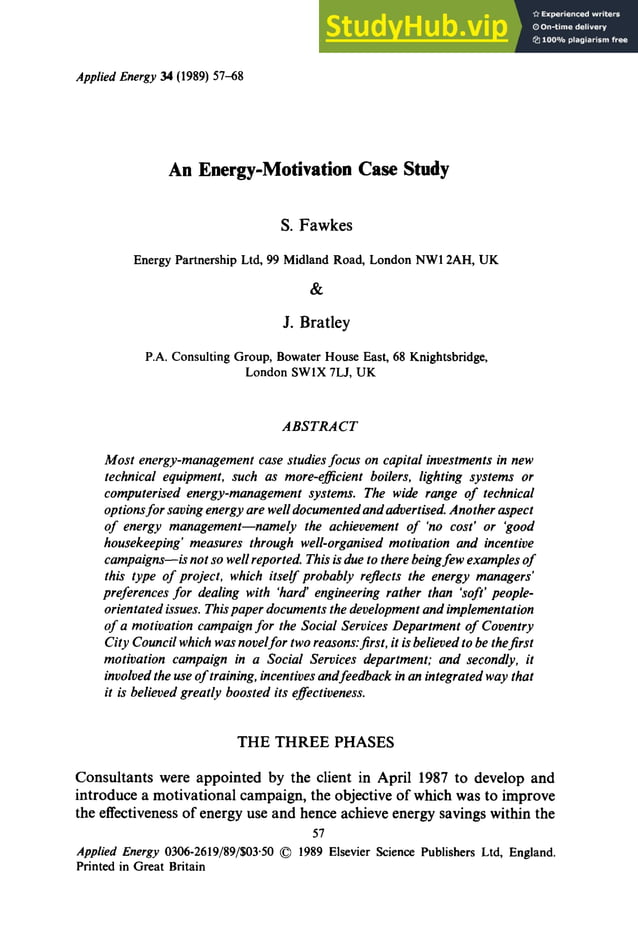 An Energy-Motivation Case Study | PDF