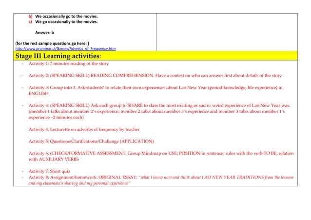 a first attempt at UbD Lesson Plan with some comments | PDF | Homework ...