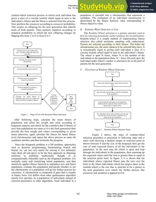 An Enhanced Genetic Algorithm To Solve 0 1 Knapsack Problem | PDF