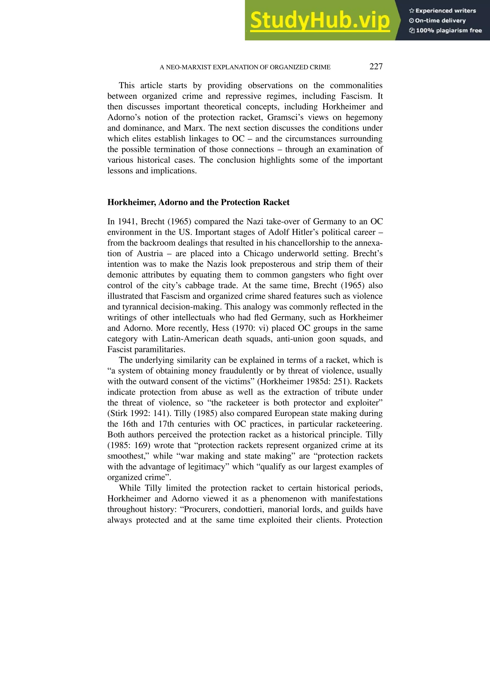 A Neo-Marxist Explanation Of Organized Crime | PDF