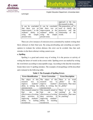 An Error Analysis In Writing Thesis Abstract Of English Department | PDF