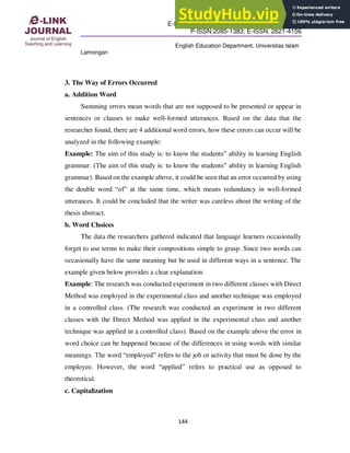 An Error Analysis In Writing Thesis Abstract Of English Department | PDF