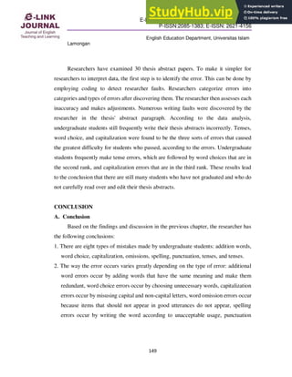 An Error Analysis In Writing Thesis Abstract Of English Department | PDF