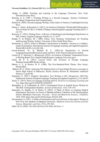 An Error Analysis Of Using Simple Present Tense In Writing Descriptive ...