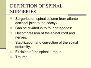 Anes cons in spinal surgeries | PPT