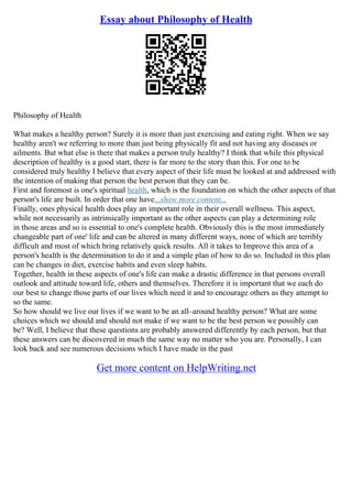 An Essay About Health | PDF