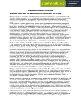An Essay On Affordable Private Schools | PDF