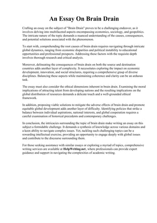 An Essay On Brain Drain | PDF