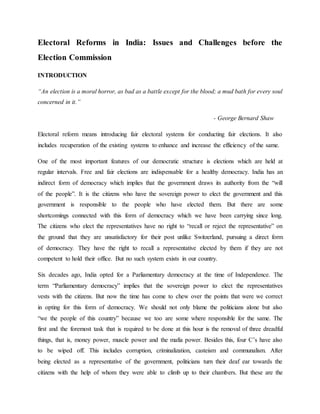 An essay on_electoral_reforms_in_india | DOCX | Civic affairs | Politics